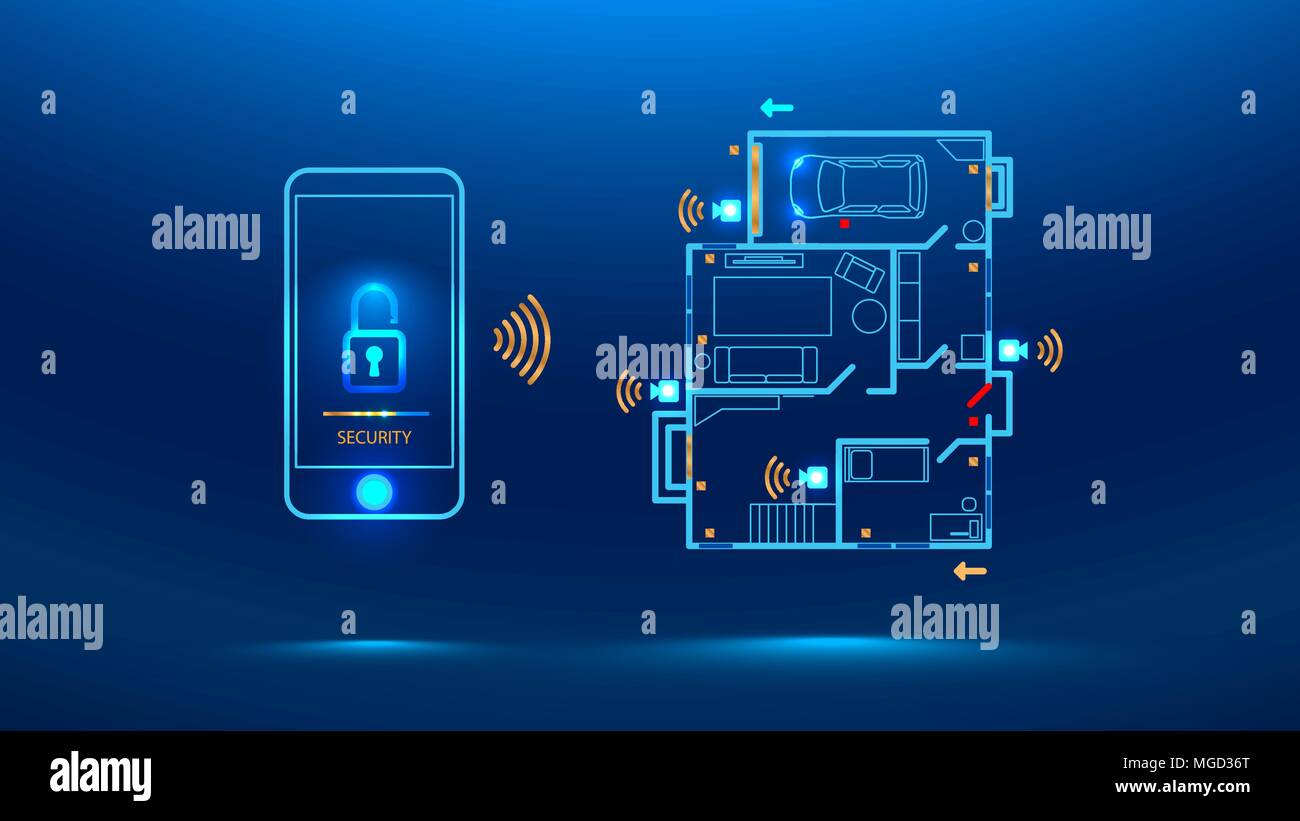 mobile phone controls smart home in the distance through app on your ...