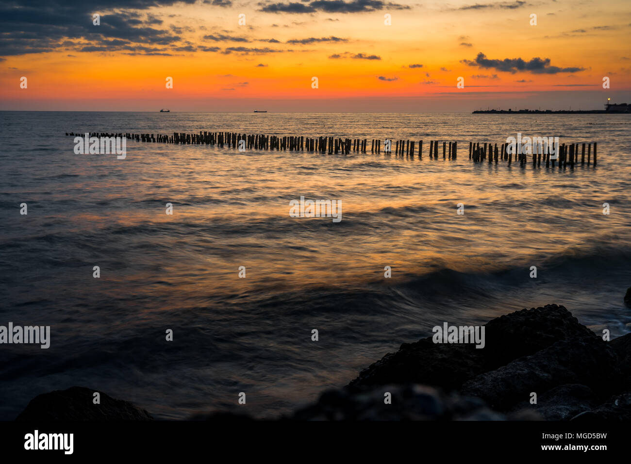 Colorful sunset in the Black Sea, Poti, Georgia Stock Photo - Alamy