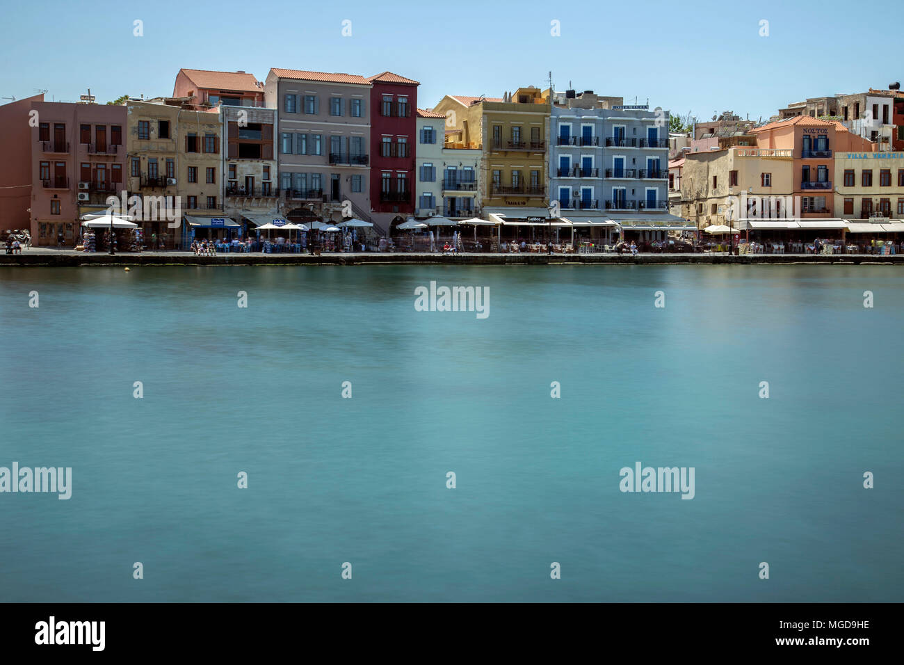 View of the chania port at Crete island Stock Photo - Alamy