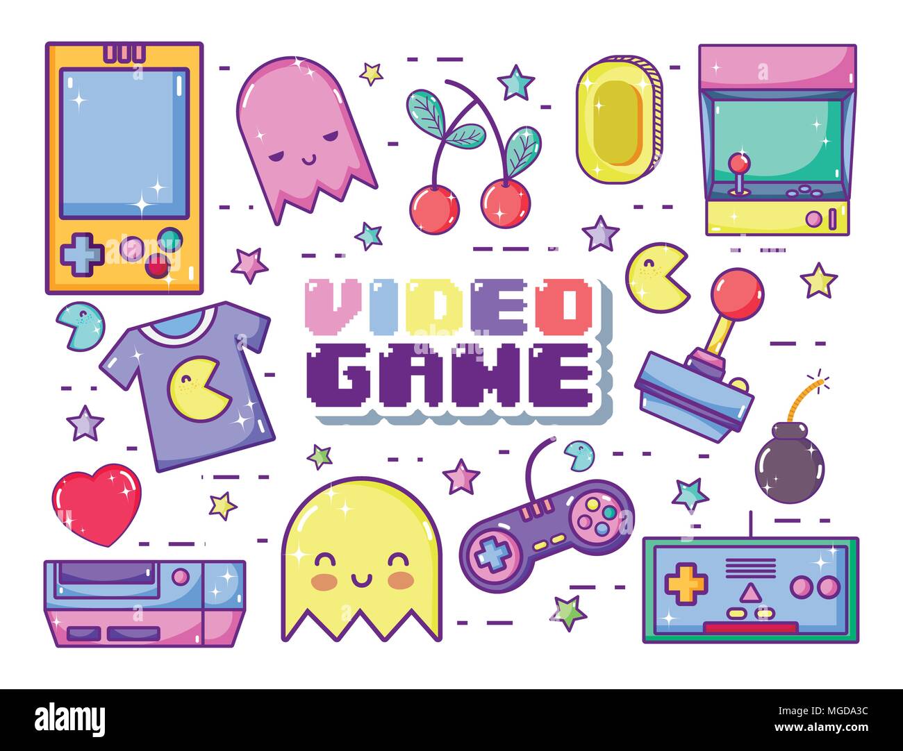 Retro videogames cartoons Stock Vector Image & Art - Alamy