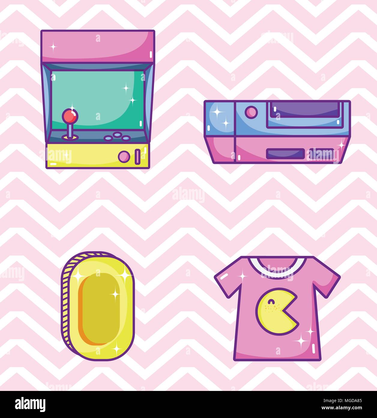 Set of retro videogames cartoons Stock Vector Image & Art - Alamy