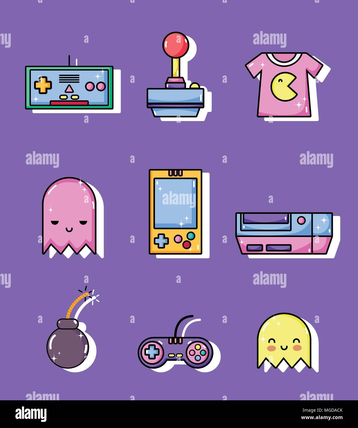 Set of retro videogames cartoons Stock Vector Image & Art - Alamy