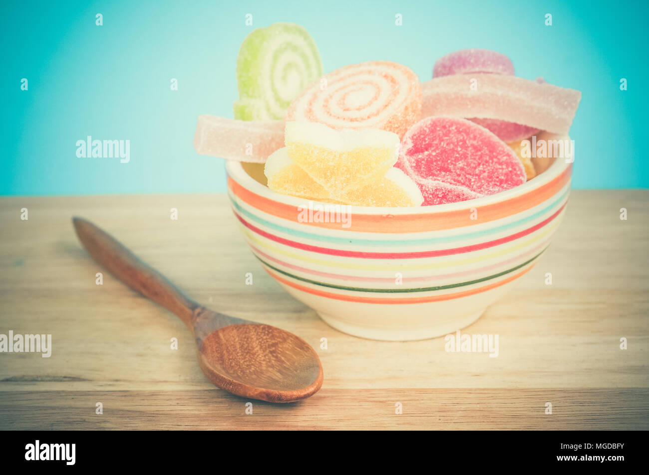 Colorful fruit-paste sweets with filter effect retro vintage style ...