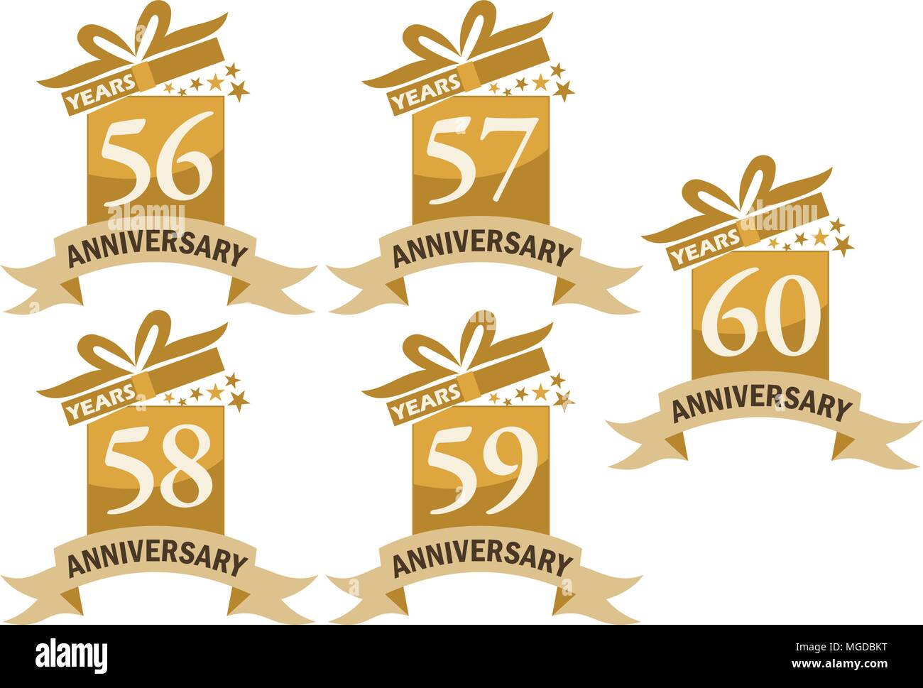 Year Gift Box Ribbon Anniversary Set Stock Vector Image & Art - Alamy