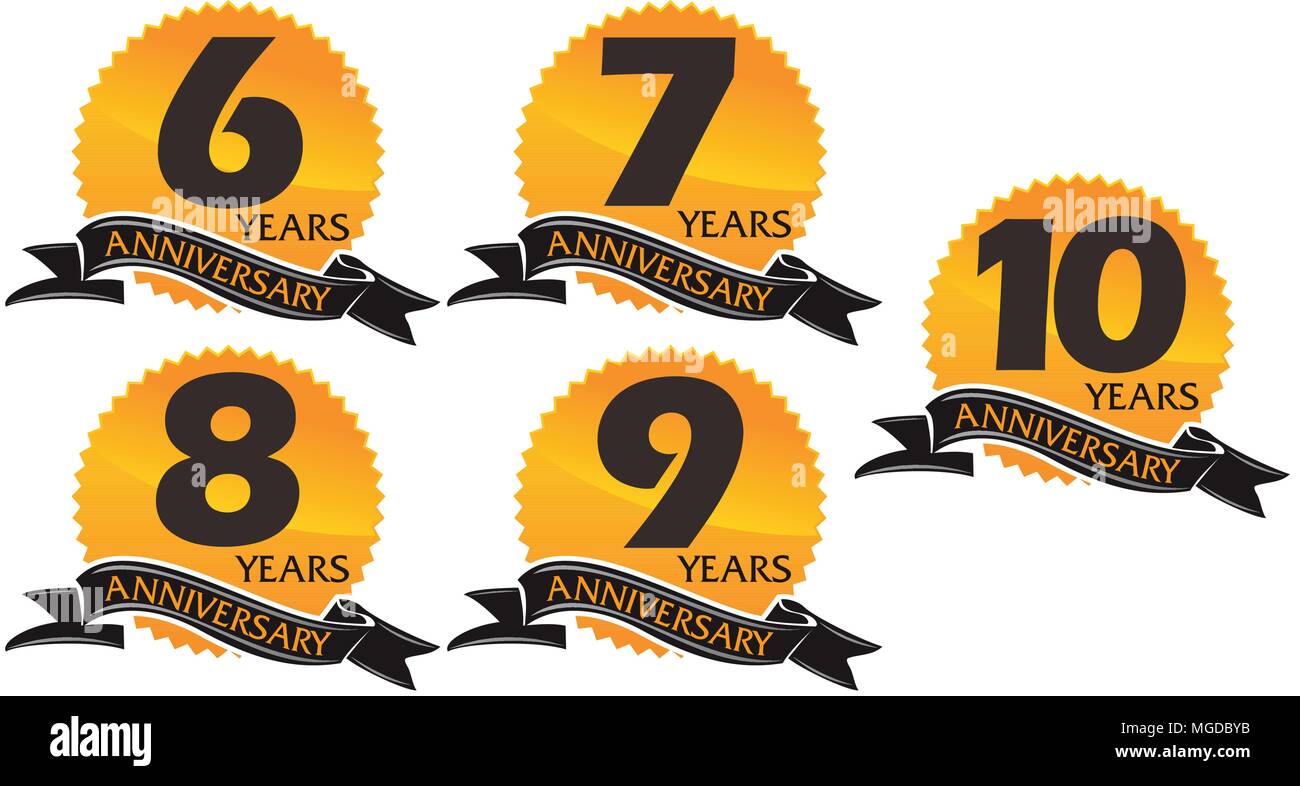 Year Gift Box Ribbon Anniversary Set Stock Vector Image & Art - Alamy