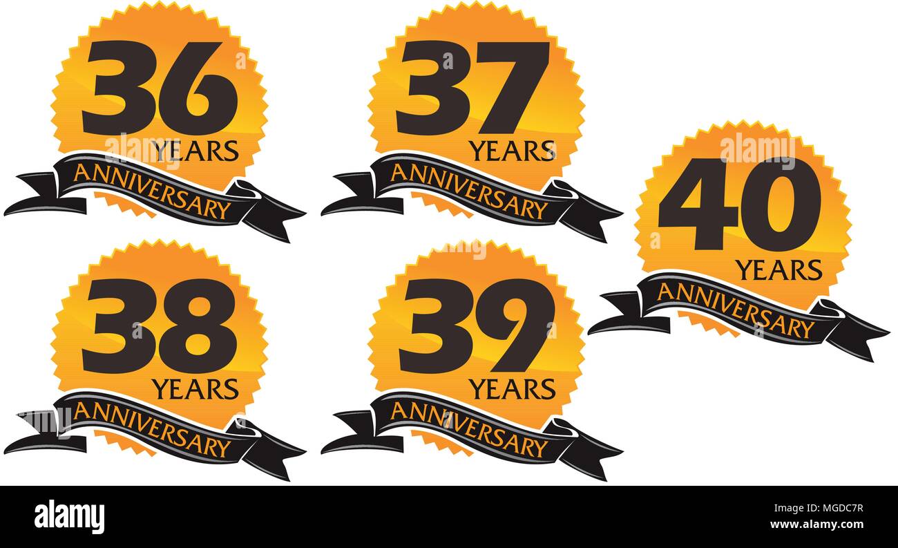 Year Gift Box Ribbon Anniversary Set Stock Vector Image & Art - Alamy