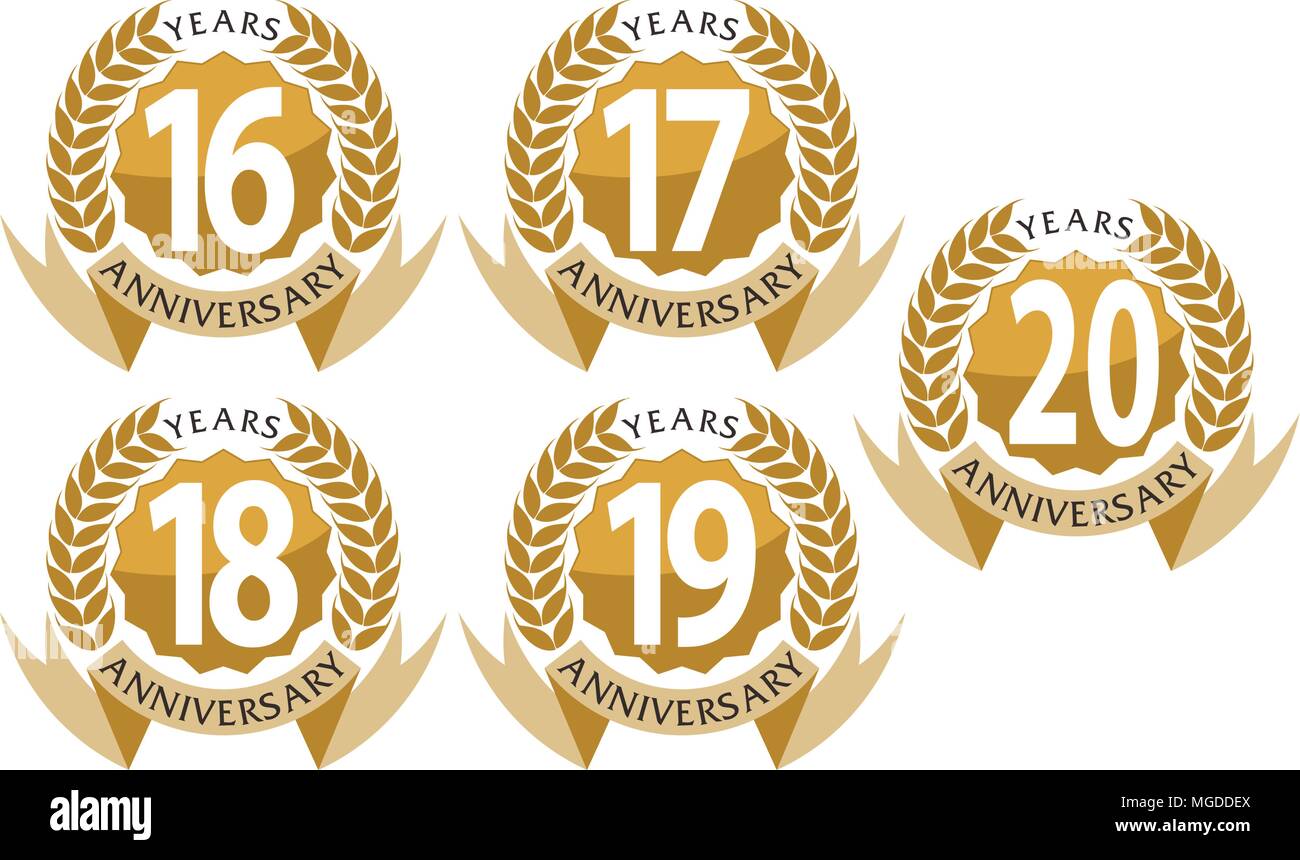 Ribbon Anniversary Leaf Template Set Stock Vector Image & Art - Alamy