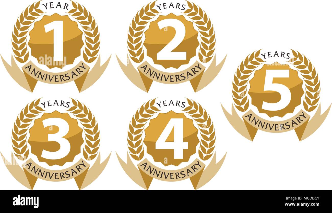 Ribbon Anniversary Leaf Template Set Stock Vector Image & Art - Alamy