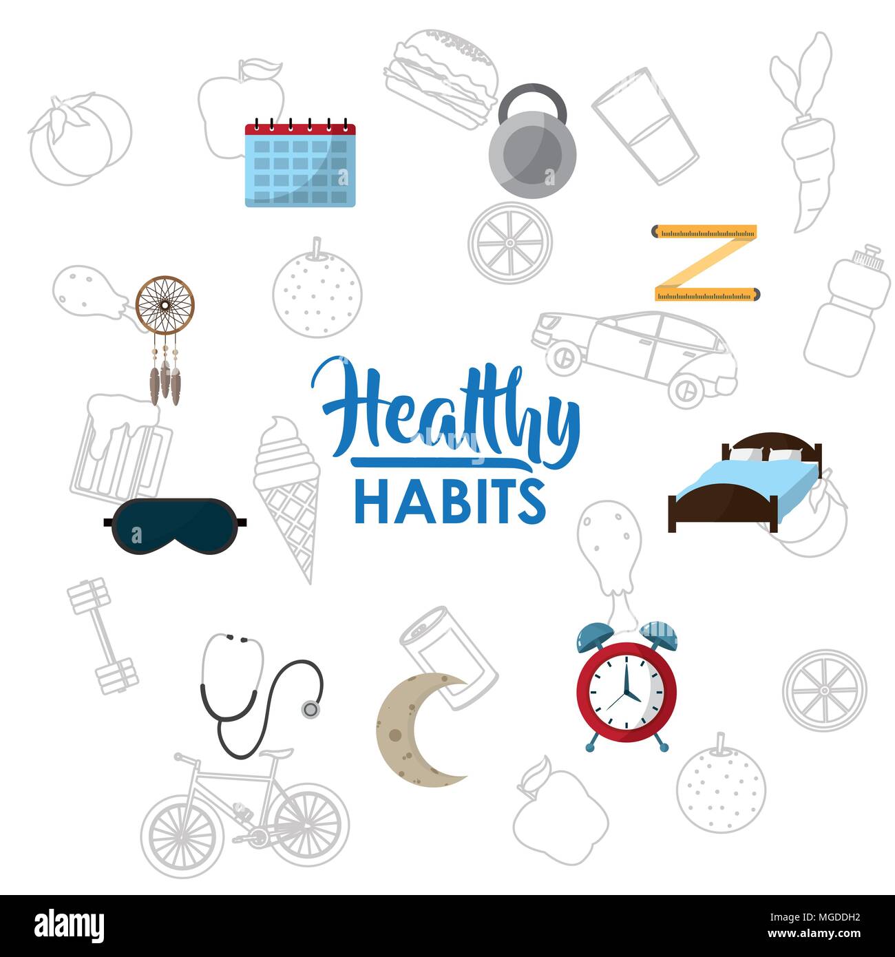 Healthy Habits Lifestyle Concept Stock Vector Image And Art Alamy