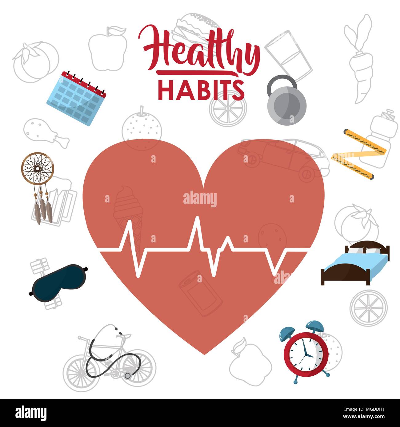 Healthy habits lifestyle concept Stock Vector Image & Art - Alamy