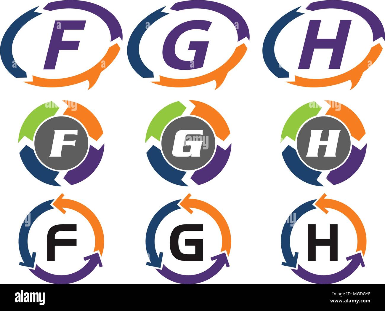 Dynamic Rotation Marketing Initial Distribution Set Stock Vector Image ...