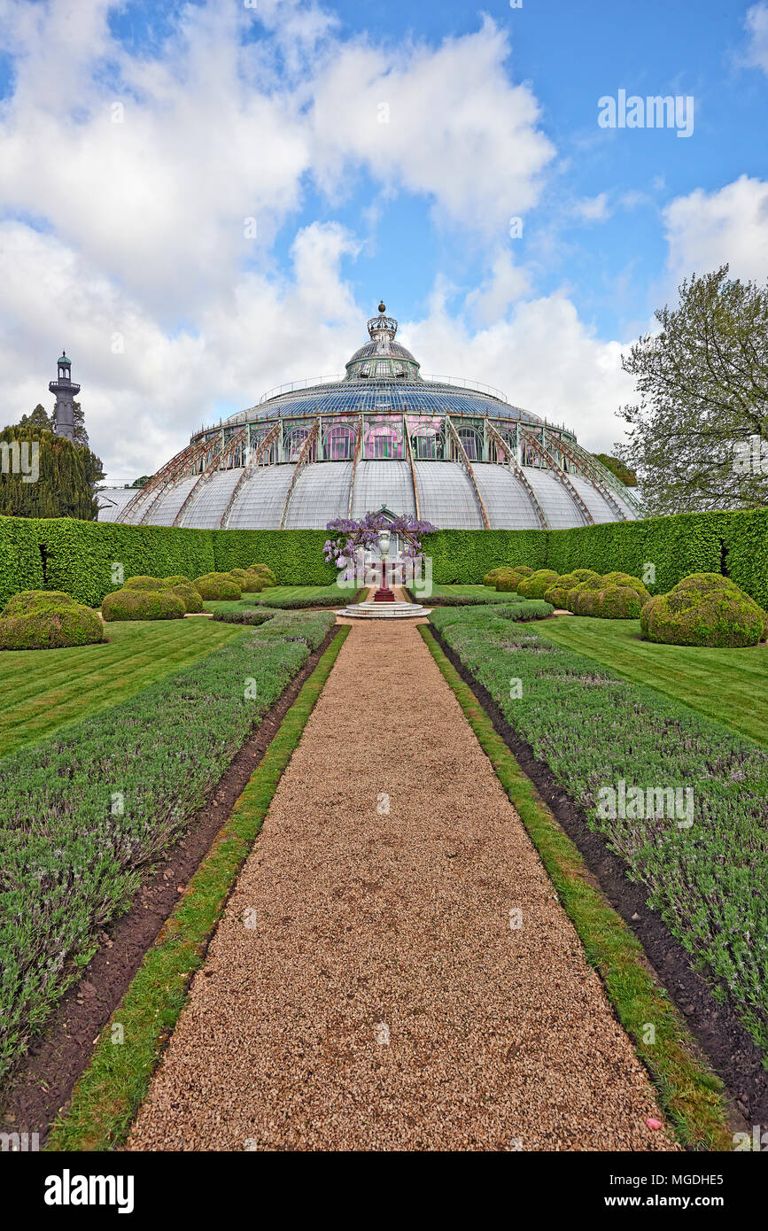 BRUSSELS, BELGIUM, APRIL 26, 2018: The Royal Greenhouses of Laeken. A ...