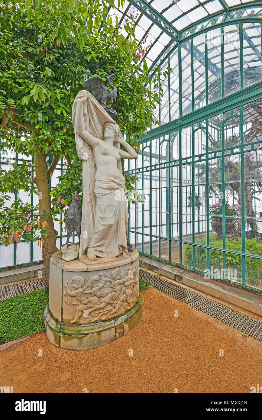 BRUSSELS, BELGIUM, APRIL 26, 2018: The Royal Greenhouses of Laeken. A ...
