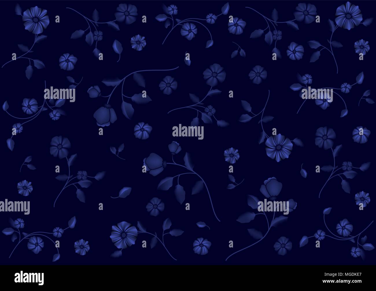 Flower Pattern on Blue Wallpaper Stock Vector Image & Art - Alamy