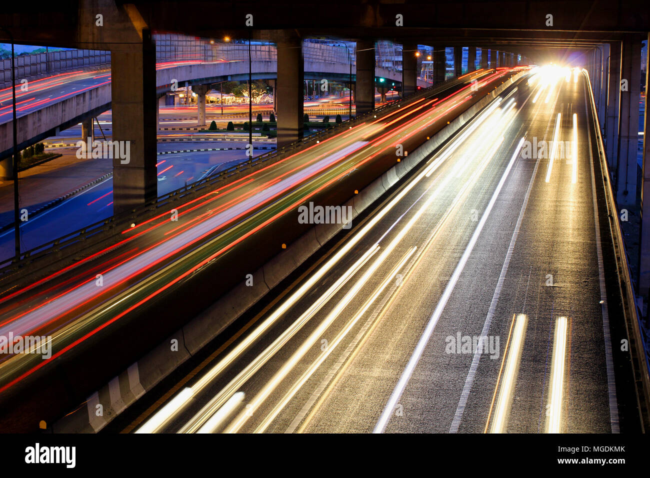 Speed Traffic - light trails on the road at night, long exposure Stock ...