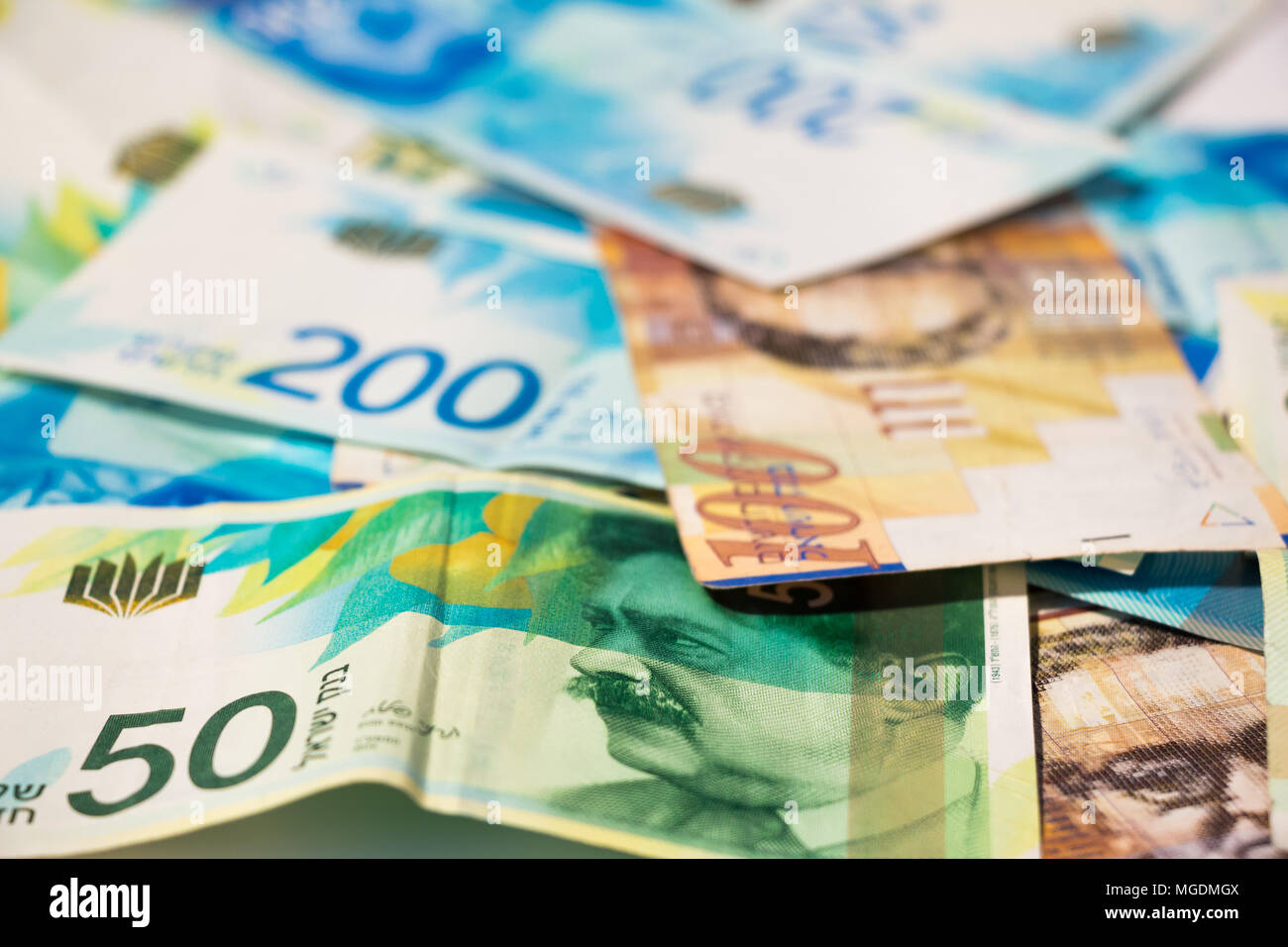 Stack of various of israeli shekel money bills Stock Photo - Alamy
