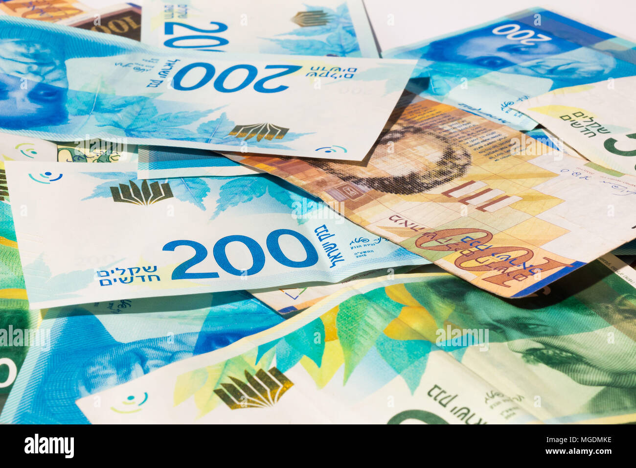 Stack of various of israeli shekel money bills Stock Photo - Alamy