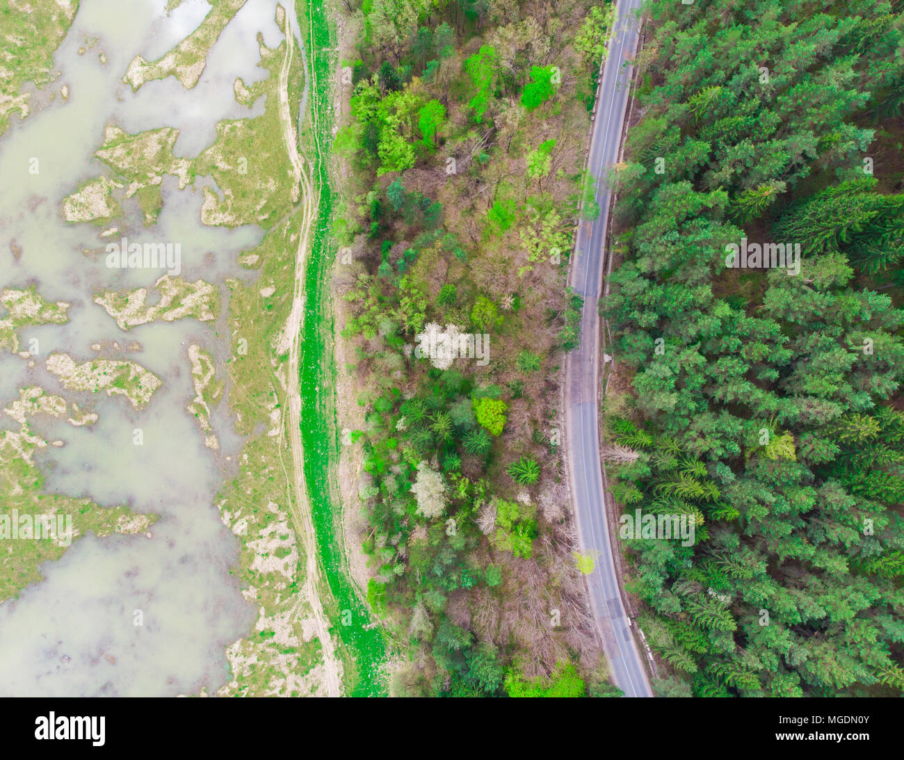 Top view pond road hi-res stock photography and images - Alamy