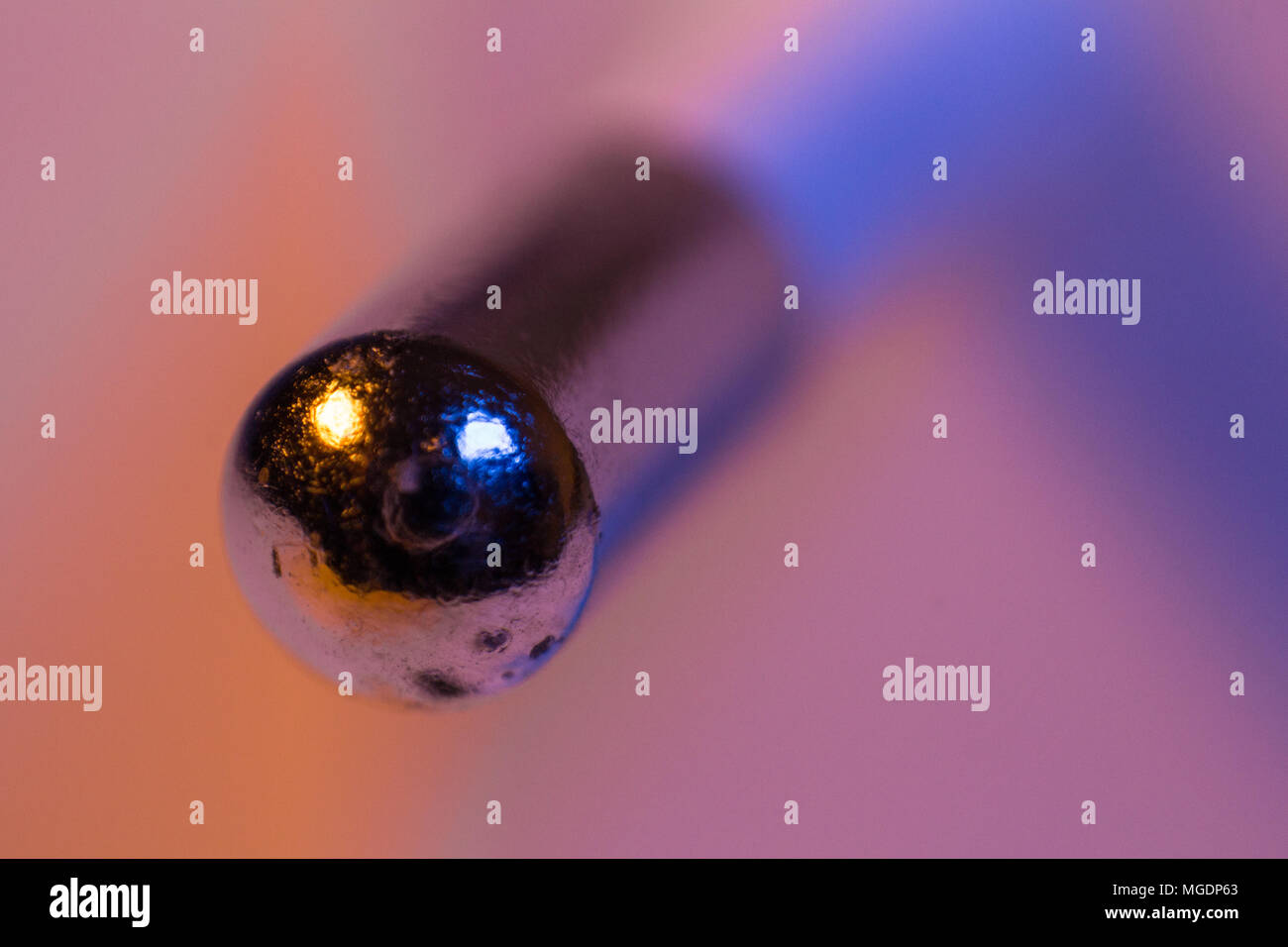 Macro closeup of the metal end of a european power plug Stock Photo - Alamy