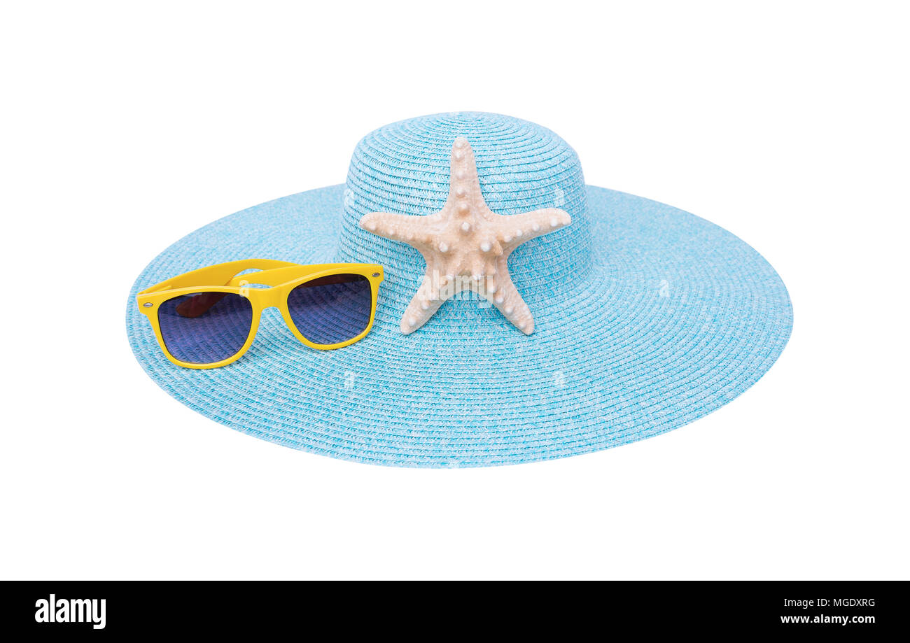 Sunglasses, starfish and hat Stock Photo - Alamy