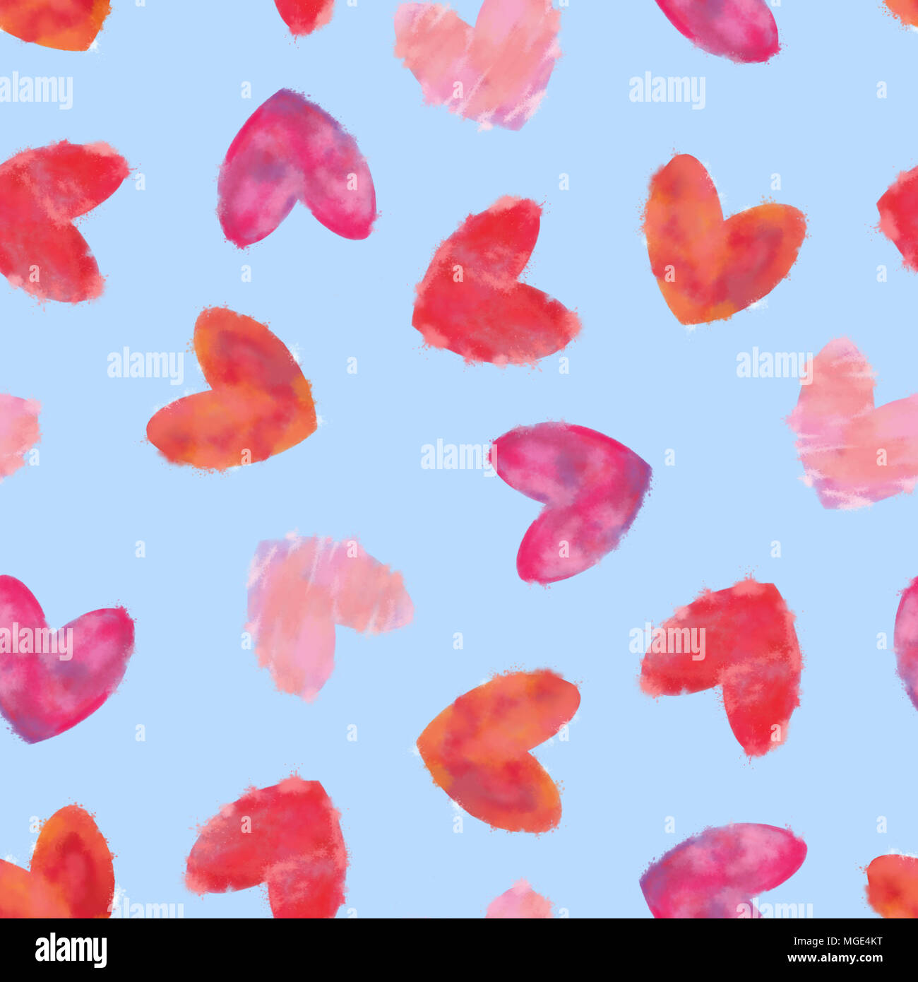 Watercolor Pink Heart Seamless Pattern for Valentine, Wedding, and ...
