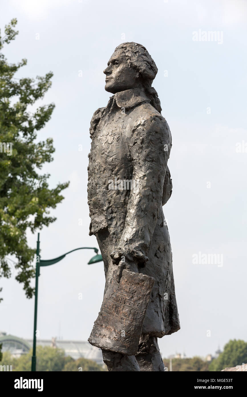 Thomas Jefferson statue near Museum d'Orsay in Paris, France Stock ...