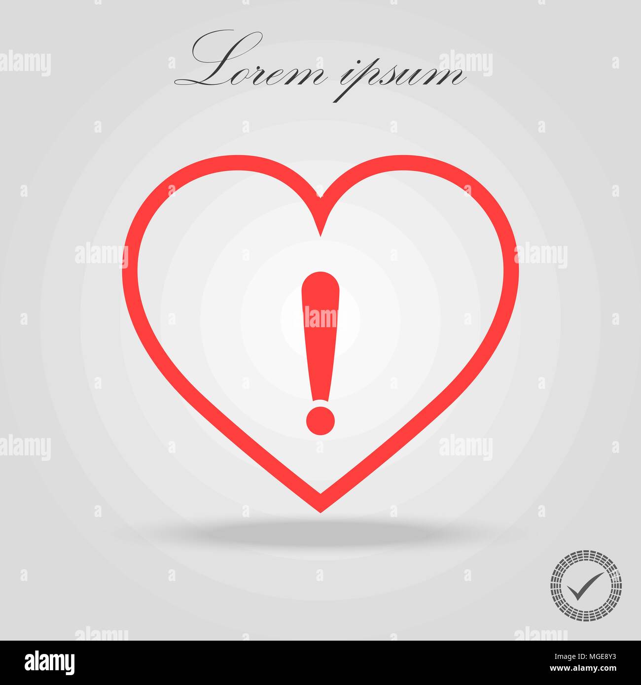 Illustration of a heart icon with an exclamation sign eps 10 Stock ...