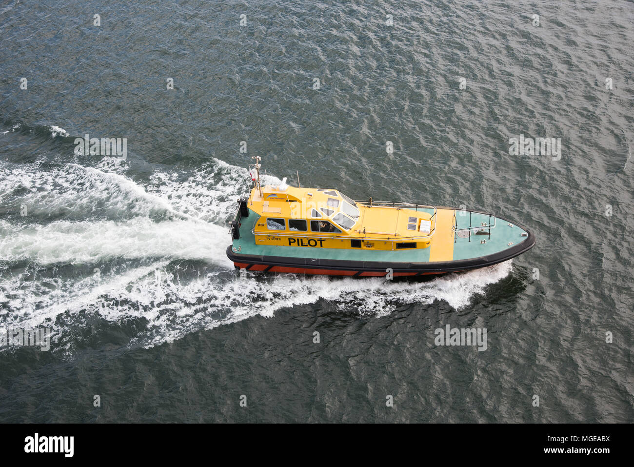 Sydney, NSW, Australia-December 7,2016: Pilot boat with a wake in the ...