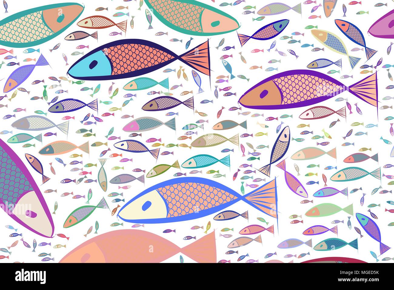 Abstract illustrations of fish, conceptual pattern. Good for design ...