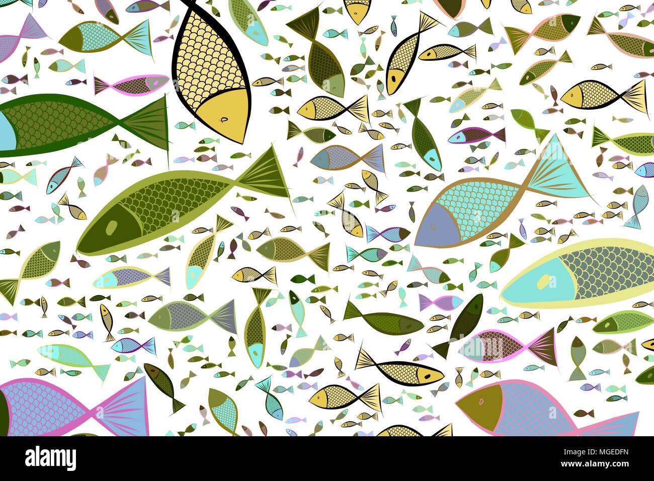 Abstract fish illustrations background pattern. Vector graphic Stock ...