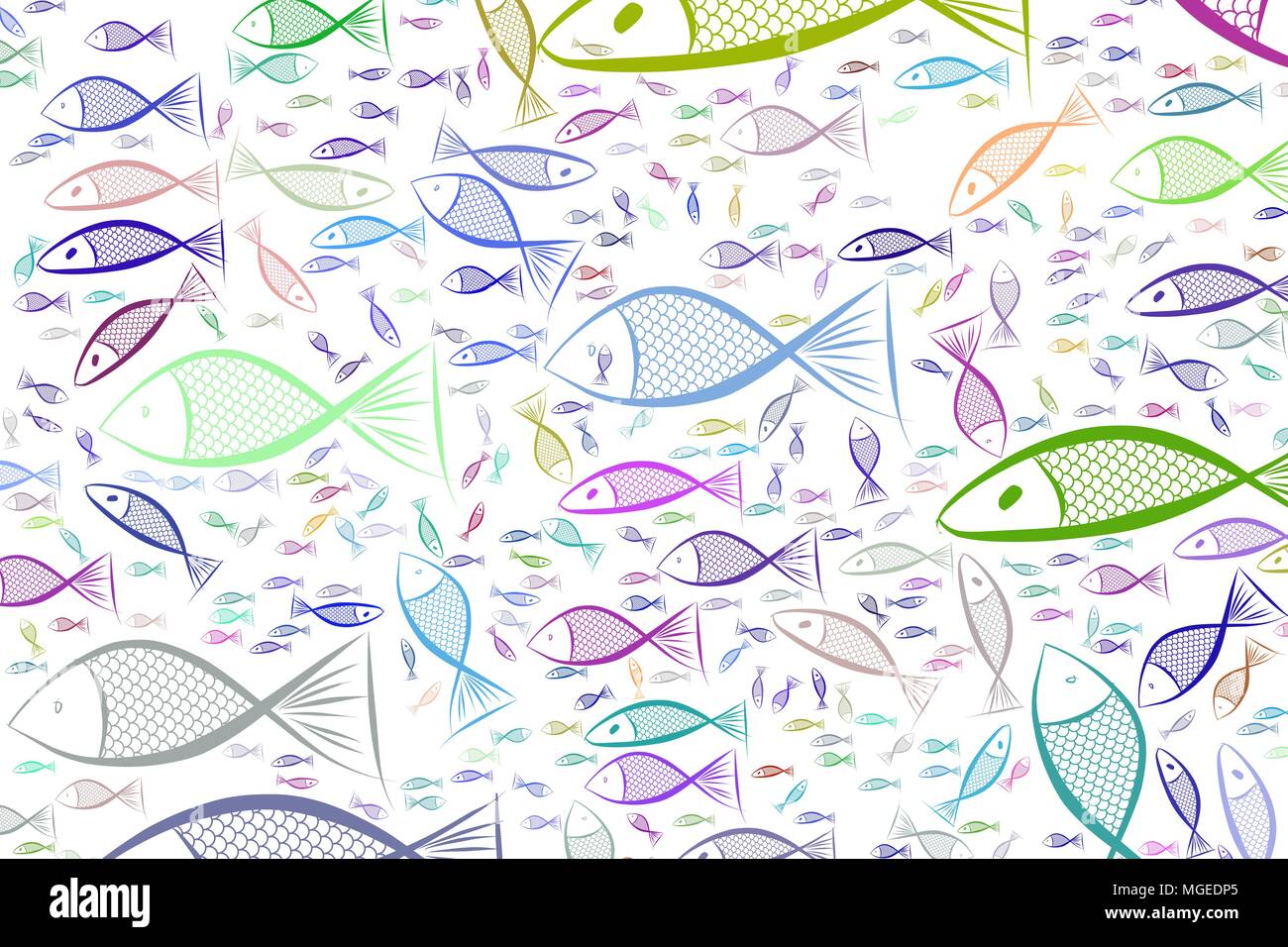 Abstract fish illustrations background pattern. Vector graphic Stock ...