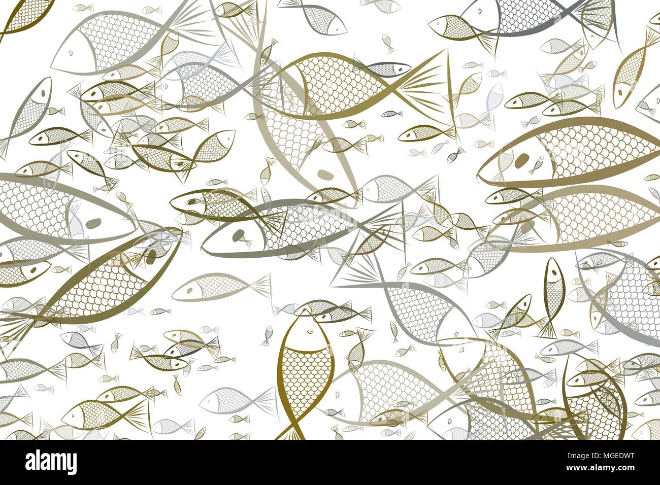 Abstract illustrations of fish, conceptual pattern. Good for design ...