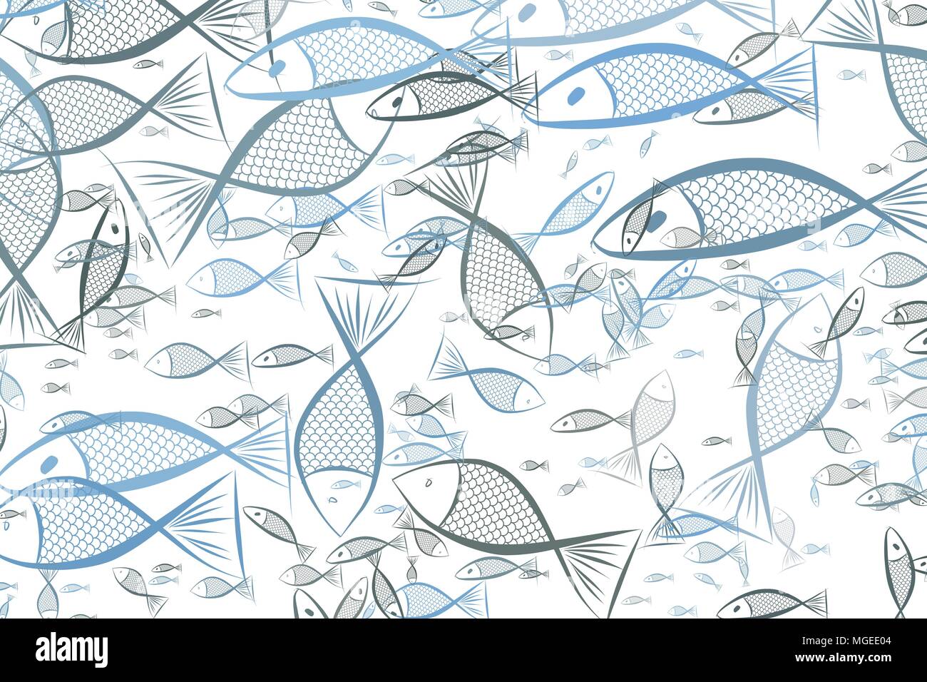 Abstract illustrations of fish, conceptual pattern. Good for design ...