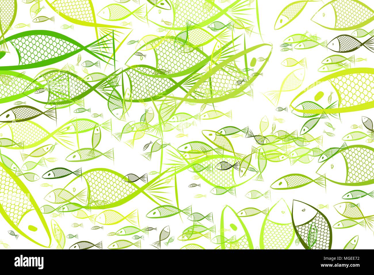 Abstract illustrations of fish, conceptual pattern. Good for design ...