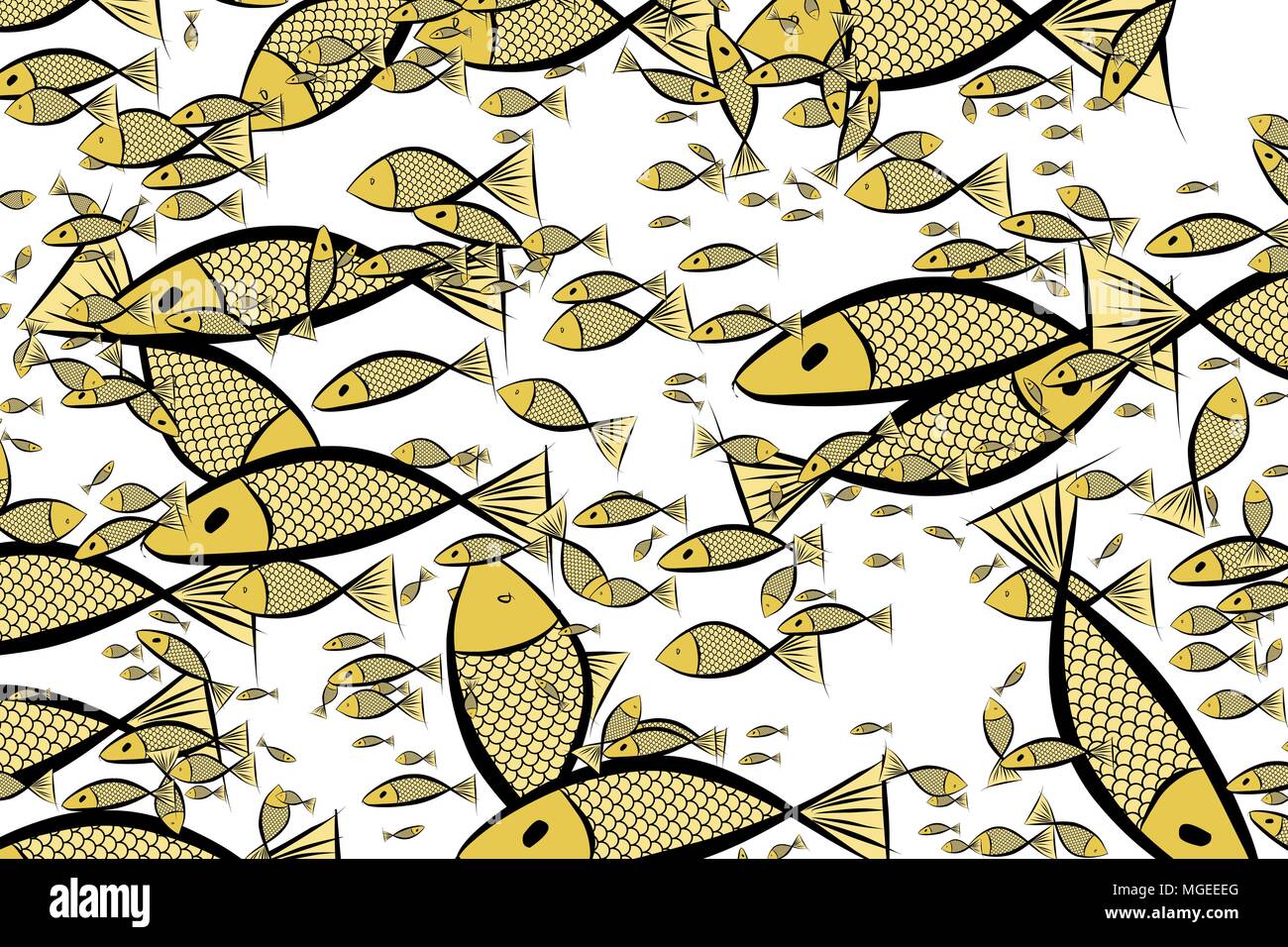 Abstract illustrations of fish, conceptual pattern. Good for design ...