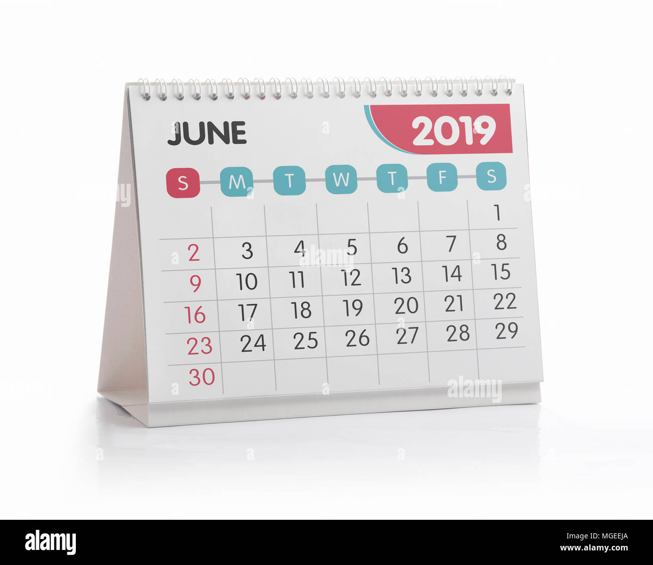 June White Office Calendar 2019 Isolated on White Stock Photo - Alamy