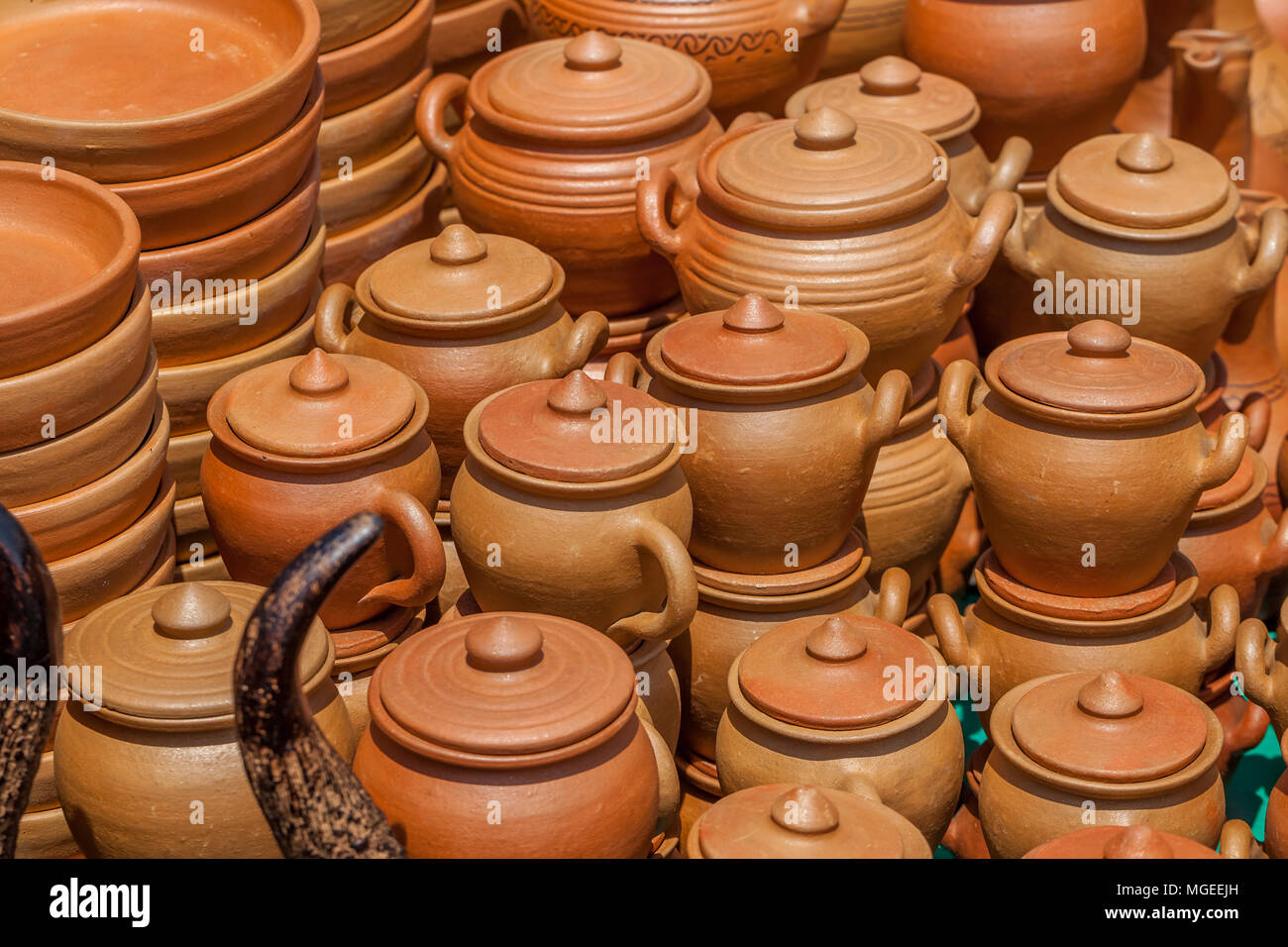 Traditional Georgian clay pottery sold for sale in the village of ...