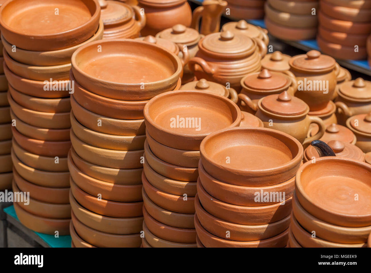 Traditional Georgian clay pottery sold for sale in the village of ...