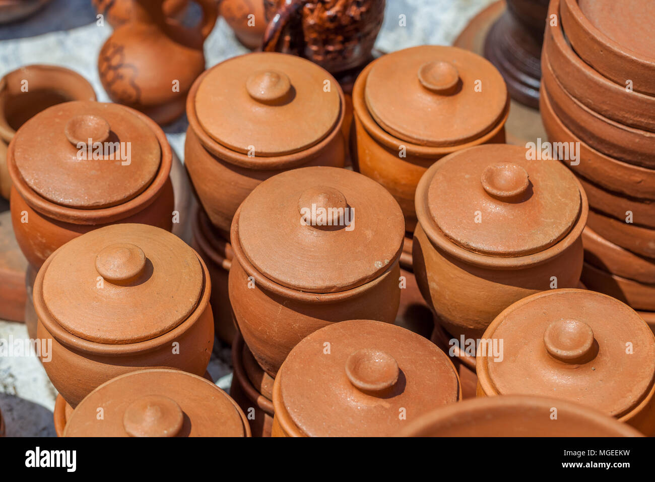 Traditional Georgian clay pottery sold for sale in the village of ...