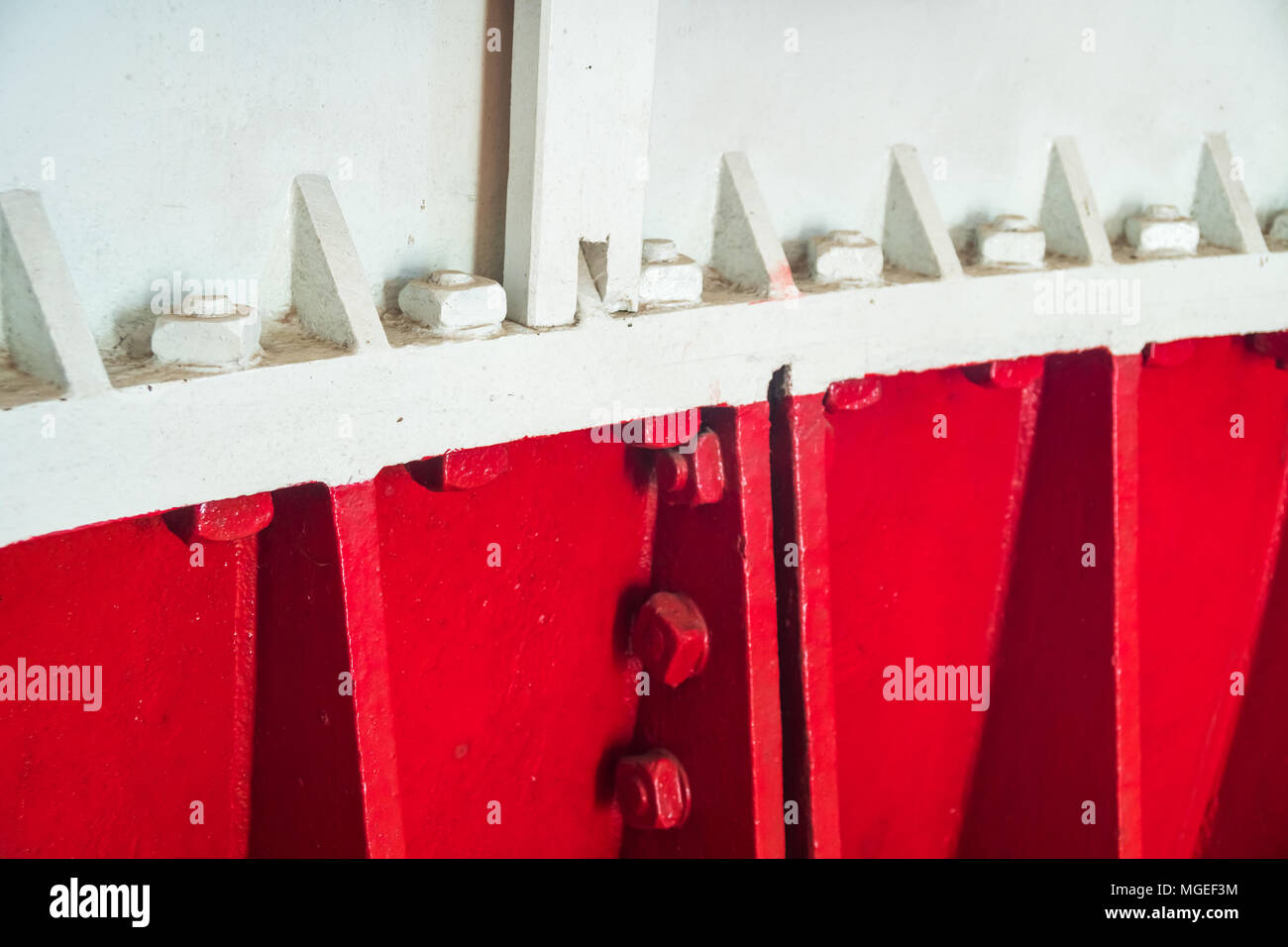 old bolt and nut painted with white and red paint, lighthouse, Poti ...