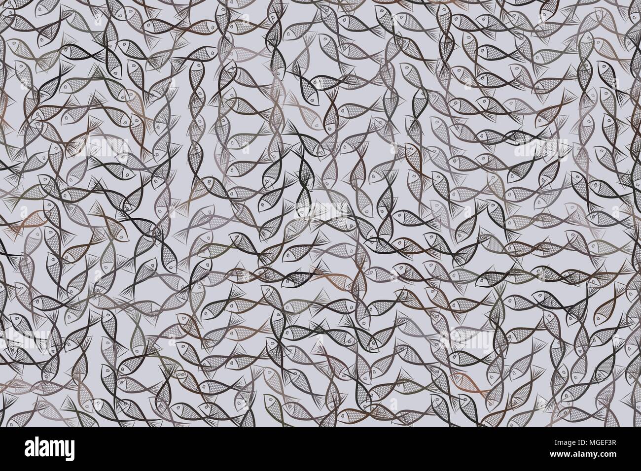 Abstract illustrations of fish, conceptual pattern. Good for design ...