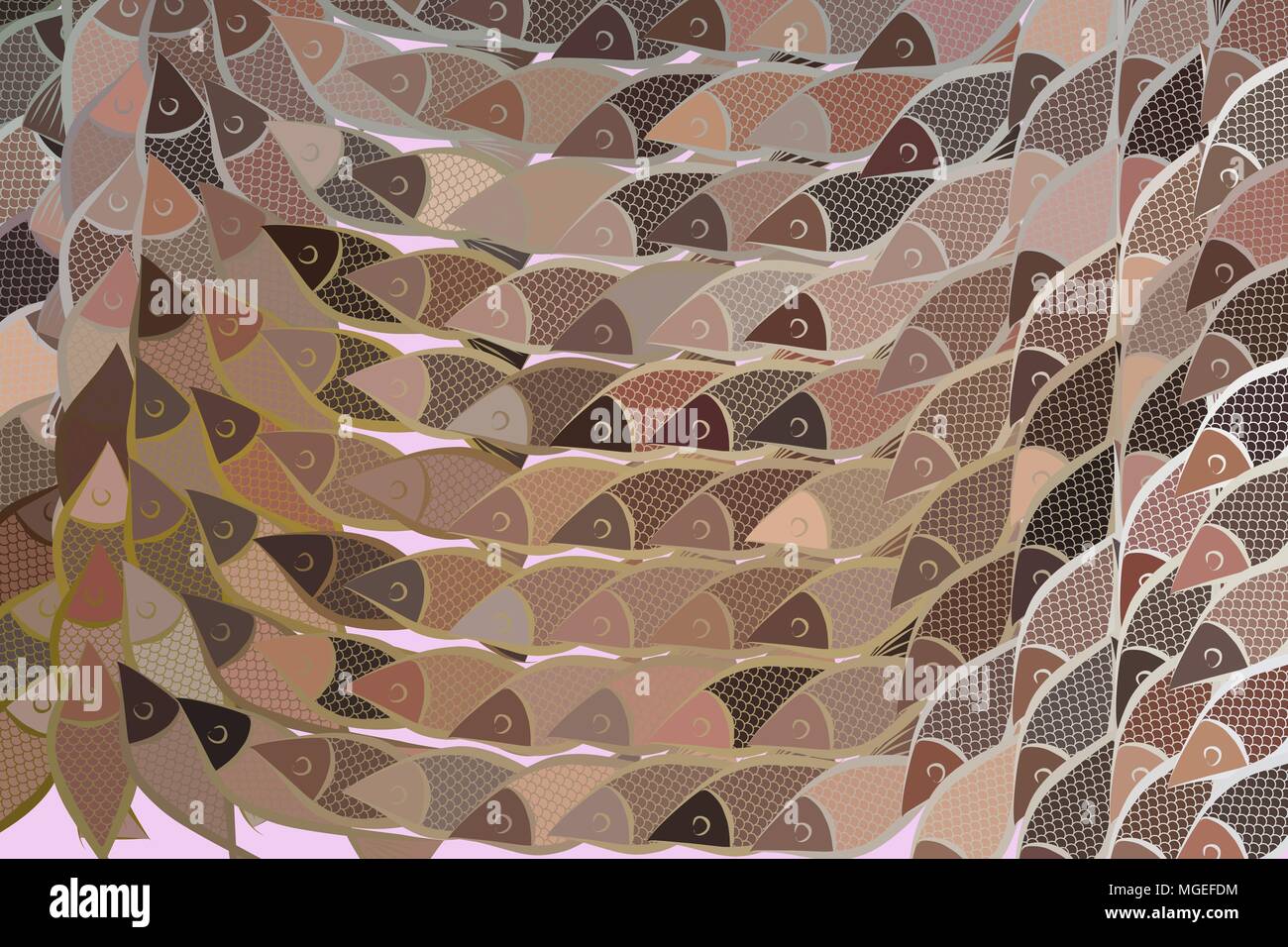 Abstract illustrations of fish, conceptual pattern. Good for design ...
