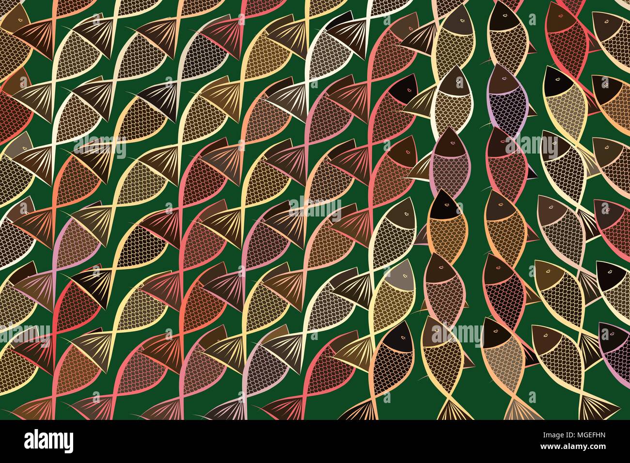 Abstract fish illustrations background pattern. Vector graphic Stock ...