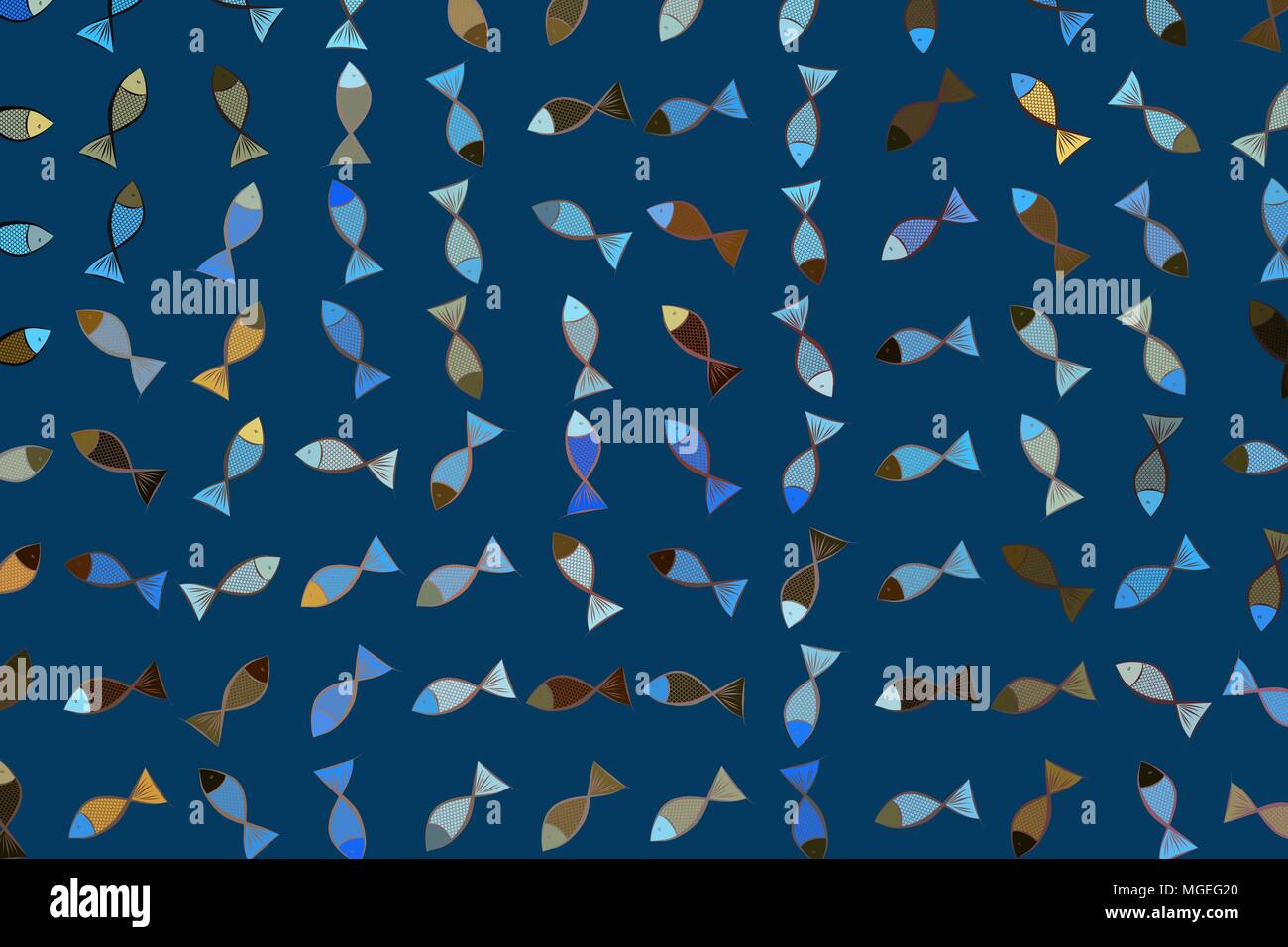 Abstract illustrations of fish, conceptual pattern. Good for design ...