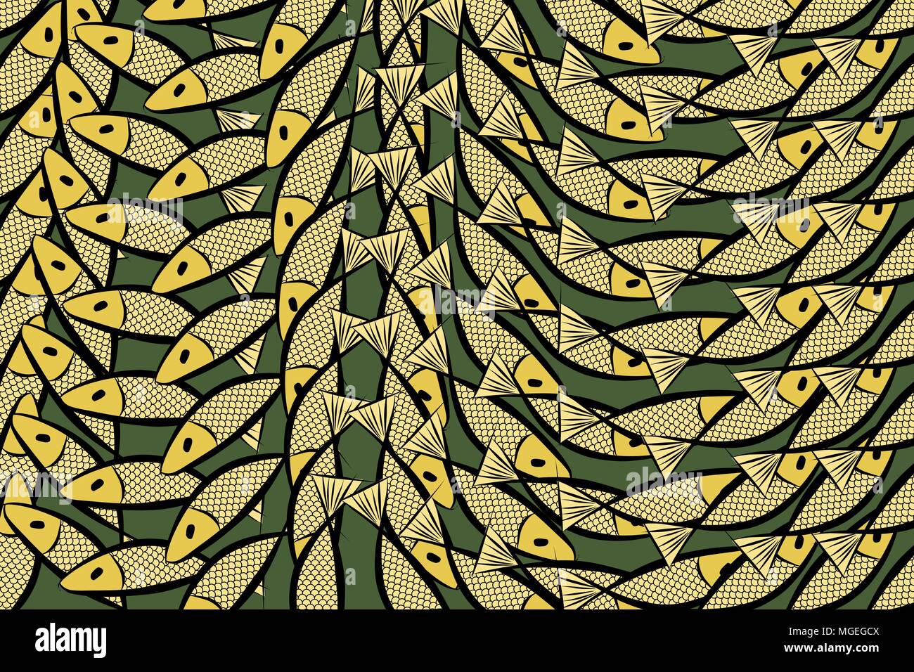 Abstract illustrations of fish, conceptual pattern. Good for design ...