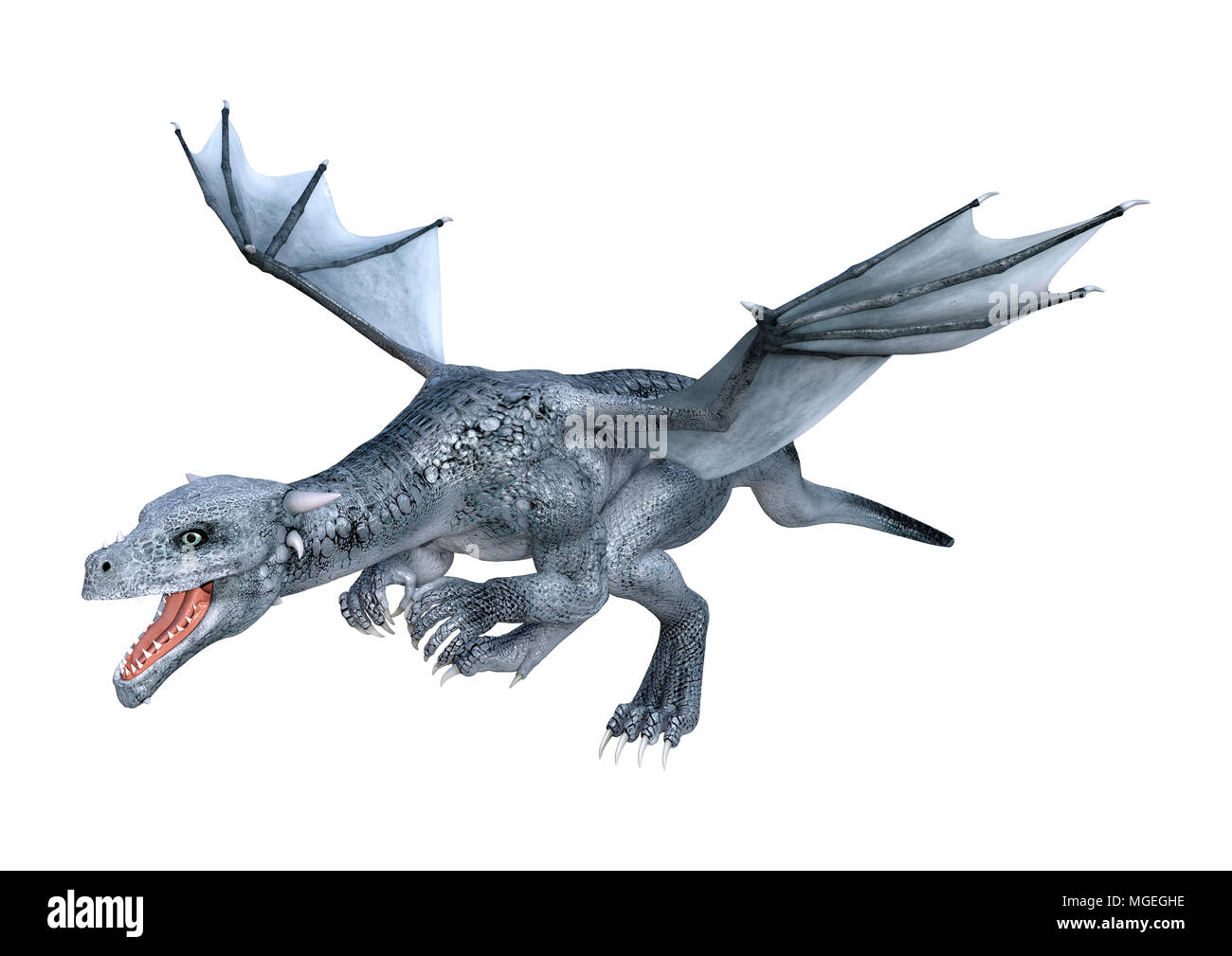 3D rendering of a fantasy dragon whelp isolated on white background ...