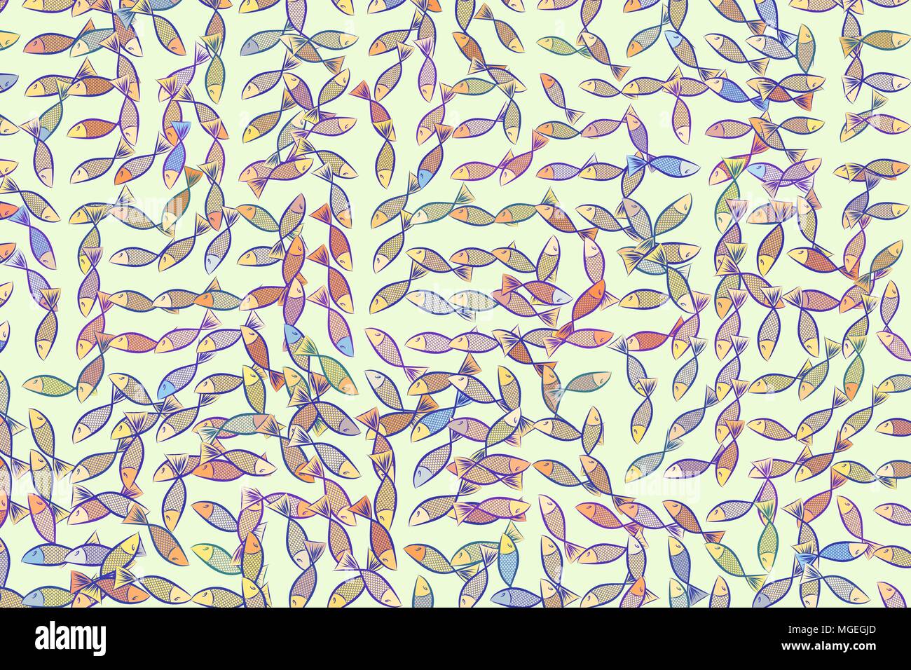 Abstract illustrations of fish, conceptual pattern. Good for design ...