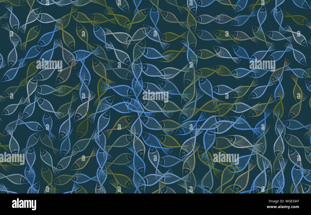 Abstract illustrations of fish, conceptual pattern. Good for design ...
