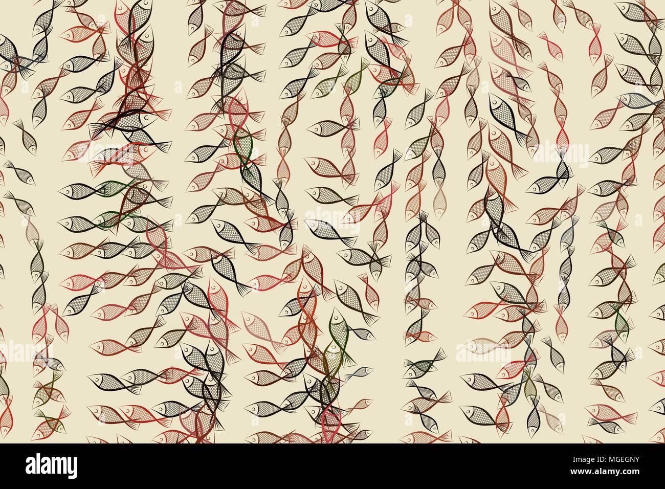 Abstract fish illustrations background pattern. Vector graphic Stock ...