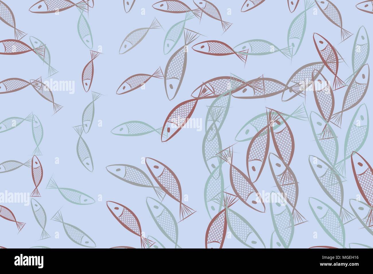 Abstract illustrations of fish, conceptual pattern. Good for design ...